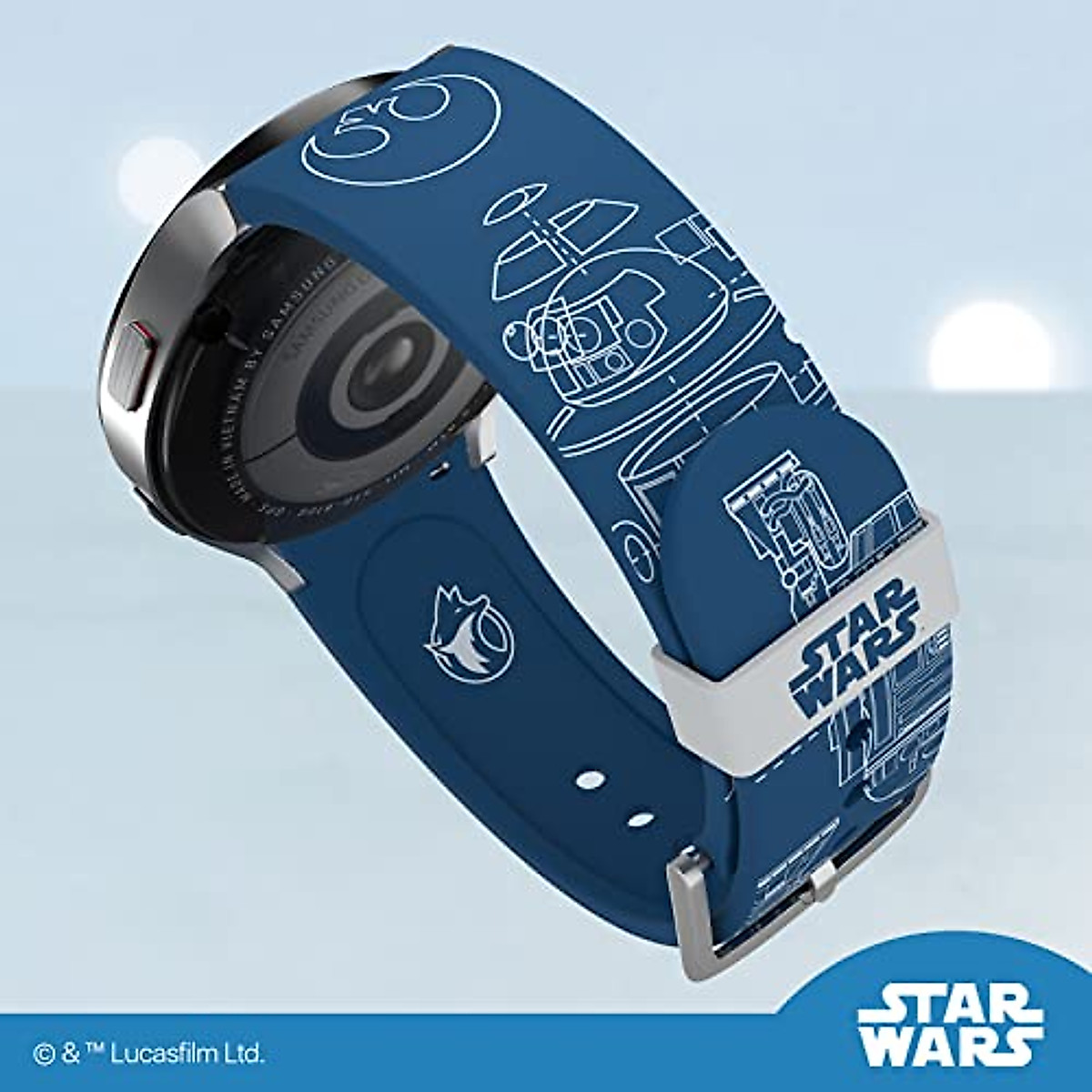 Star Wars - R2-D2 Droid Blueprints Smartwatch Band – Officially Licensed, Compatible with Samsung Watch (watch not included) - 20mm