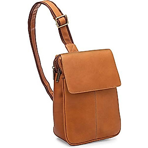 Le Donne Leather Arcity Unisex Sling Pack With Adjustable Strap, 7” x 10” x 4” (Tan)