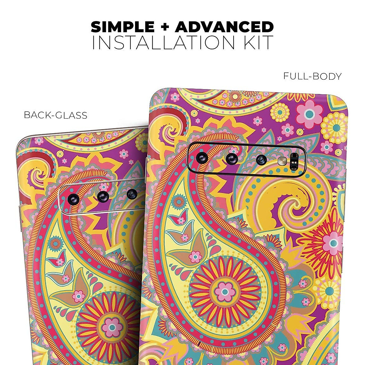 DesignSkinz Neon Orange Paisley Pattern Protective Vinyl Decal Wrap Skin Cover Compatible with The Samsung Galaxy S20 (Screen Trim & Back Glass Skin)