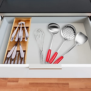 BEROSS Cutlery Organizer Kitchen Silverware Drawer Tray Utensil Holder with Divider for Flatware Spoon Knife Fork Organization