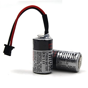 (5-Pack) 3.6V 1200mAh PLC Lithium Battery Compatible with Toshiba ER3V JZSP-BA01 R88A-BAT02W(2 Pin Black Connector)