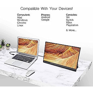 SideTrak Solo Pro Portable Monitor 15.8” FHD 1080P LED Anti-Glare IPS Screen | Works with Mac, PC, Chrome, PS4, Xbox & Switch | Powered by USB or Mini HDMI | Built-in DisplayPort, Speakers & HDR