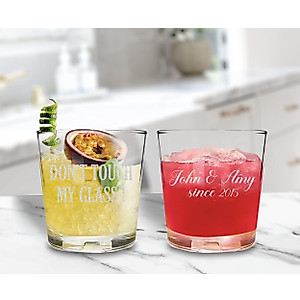 TEEAMORE Personalized Rocks Old Fashioned Cocktail Glass Add Your Text Etched Whiskey Glasses Gift Customization 9oz