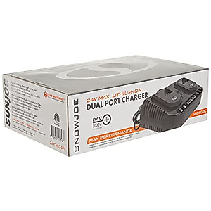 Snow Joe 24VCHRG-DPC 24V iON+ Dual Port Quick Charge Docking Station, Charger, Black