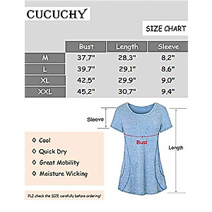 Cucuchy Yoga Outfit Women, Workout Clothing Petite Fitness Gym Top Basic Short Sleeve Round Neck Shirt Breathable Lightweight Tops Comfortable Quick Dry Clothes Training Jersey Shirts Blue M