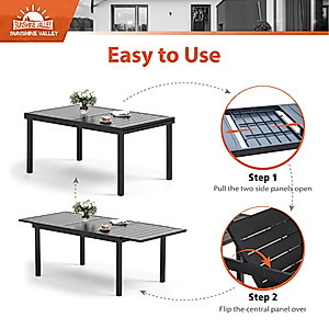 SUNSHINE VALLEY 9 Piece Patio Dining Sets for 8, Outdoor Table and Chairs Set with Extendable Rectangular Patio Dining Table and 8 Swivel Patio Dining Chairs, Outdoor Dining Set for Backyard Deck Lawn
