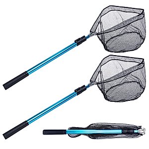 Goture Fishing Folding Landing Net Fishing Nets for Fish with Long Aluminum Handle, Telescoping Pole Handle for Saltwater & Freshwater, Easy Catch & Release, Extending to 70.8/82.7