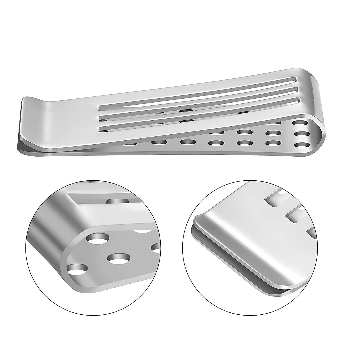 7-Star Stainless Steel 4 Pack Silver Money Clip , Credit Card Business Card Holder , Minimalist Front Pocket Hollow Wallet , Solid Small Thin Luxury for Men Cash Moneyclip , Slim Metal Clips Wallet