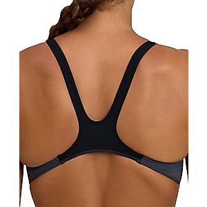 ARENA Women's Solid Team MaxLife Swimsuit Swim Tech Back One Piece Racing Bathing Suit Competition Training Swimwear, Asphalt/Black, US Size 30