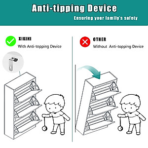 Shoe Storage Cabinet for Entryway with 3 Flip Drawers, Sturdy Wood Hidden Shoe Storage, Freestanding Narrow Slim Shoe Organizer for Front Door Entrance, Living Room, Hallway, Bedroom, White