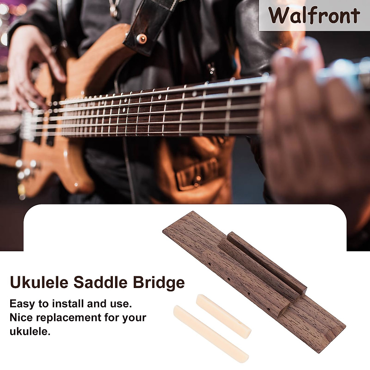 Ukulele Bridge Set Rosewood Bridge Plastic Nut & Saddle DIY Ukulele Replacement Part