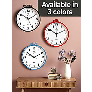 CAMY 9 Inch Wall Clock - Silent Non Ticking Quality Quartz Battery Operated Round Easy to Read Home/Office/School Clock
