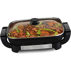12x15" Nonstick Ceramic Electric Skillet - with Removable Pan, Adjustable Temperature, Reversible Design