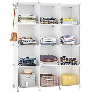 HOMIDEC Closet Organizer, 12-Cube Closet Organizers and Storage, Portable Closet Shelves, Clothing Storage (White)