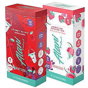 Alani Nu Energy Sticks CHERRY SLUSH & HAWAIIAN SHAVED ICE | Energy Drink Powder | Preworkout Performance with Antioxidants | On-The-Go Drink Mix | Biotin B Vitamins | Zero Sugar | 5 Calories | 20 Pack
