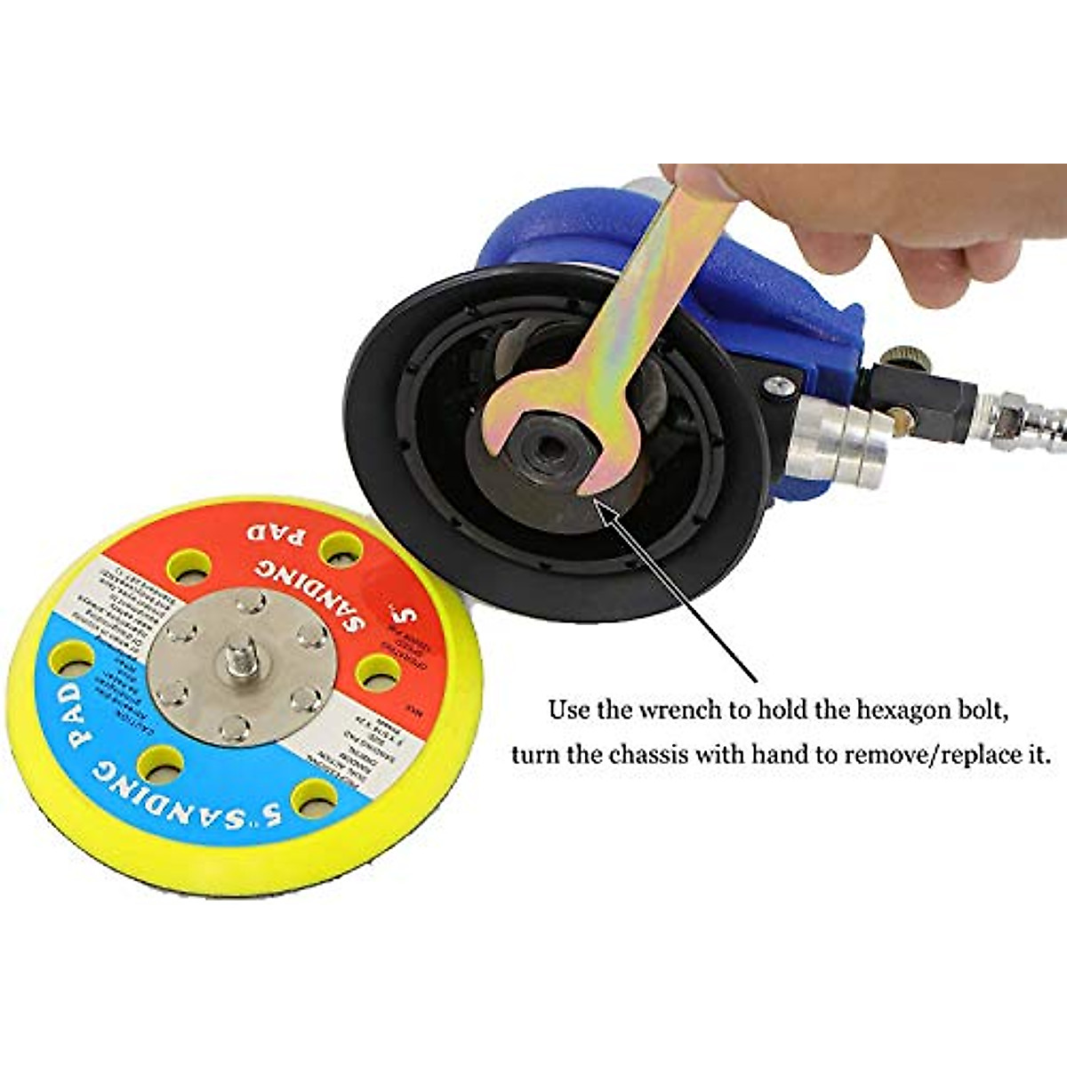 Sutekus 5" Random Orbital Sander Air sander Dual Action Pneumatic Sander Polisher Palm Sander Air Tools