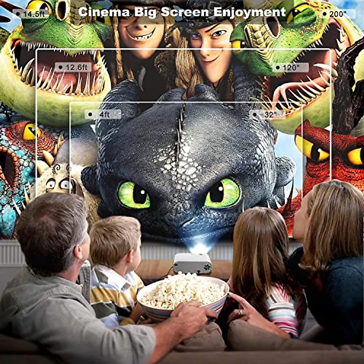 Mini Projector, ELEPHAS Portable Projector for iPhone, 7000L with Synchronize Smartphone Screen, Movie Projector with 1080P HD/200 Screen Support, Compatible with Android/iOS/TV Stick/HDMI/USB/SD