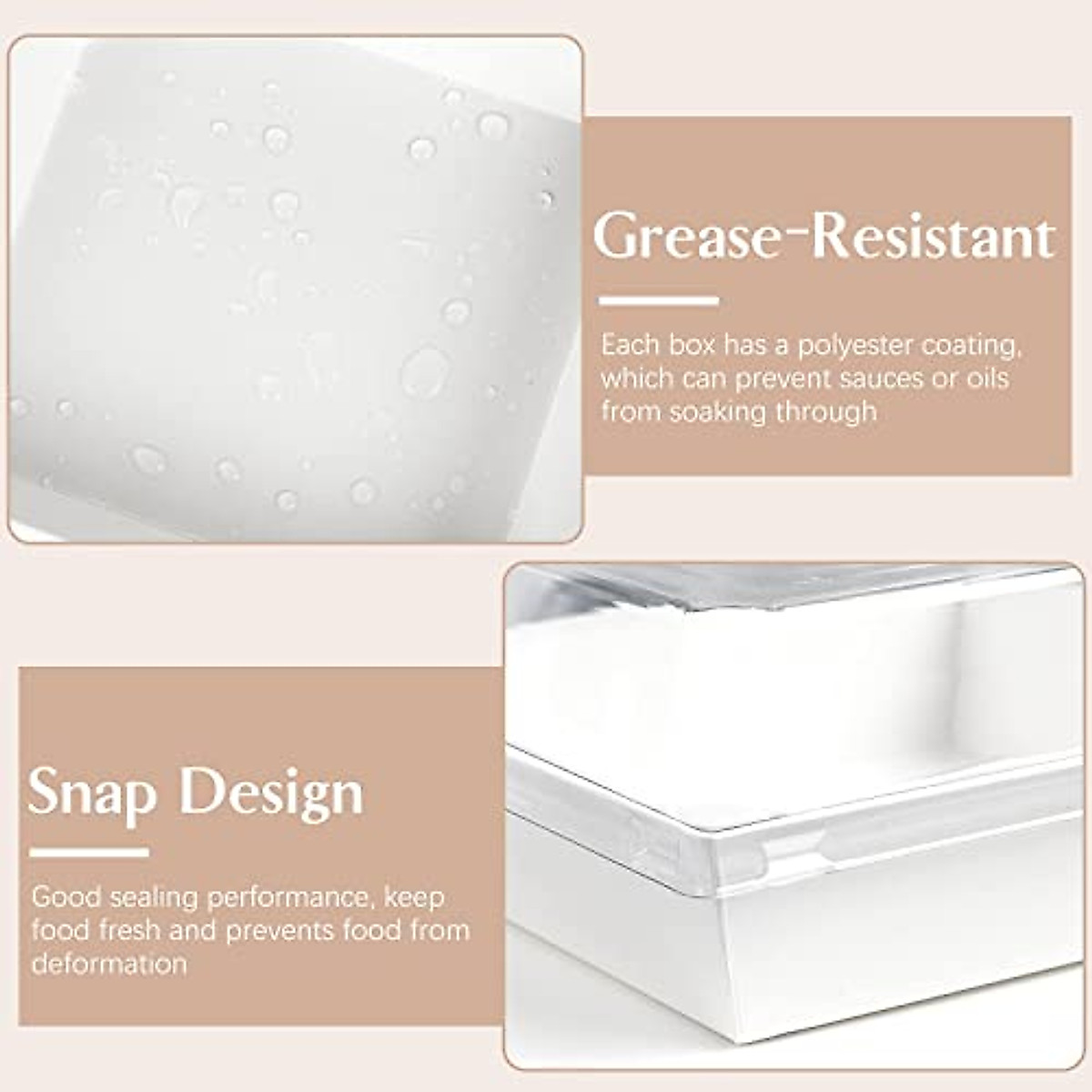 ZORRITA 50 Pack Paper Charcuterie Boxes with Clear Lids, Disposable Sandwich Boxes Square Cake Box To Go Food Containers for Bakery, Strawberries, Cake Slice and Cookies (White)