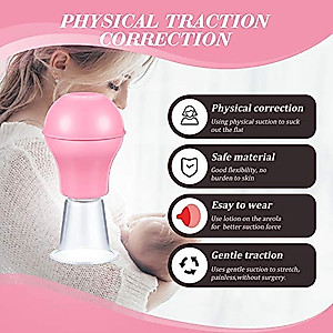 4 Pieces Nipple Sucker Nipple Corrector Nipple Puller Women Breastfeeding Flat Inverted Nipple, Aspirator Nipples Retraction Nipples Silicone Cups for Mommy Girl (Pink)