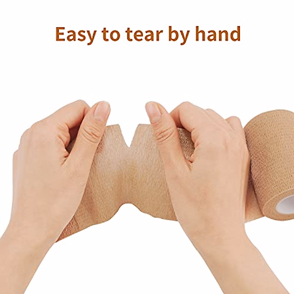 Self Adhesive Bandage Wrap 4 Inches X 5 Yards, 12 Pack of Pet Vet Wrap Cohesive Tape for First Aid, Sports, Horses, Dogs (Beige)