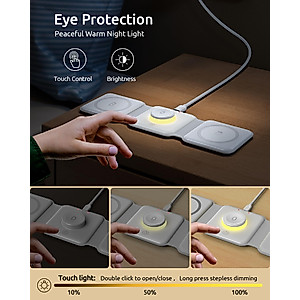 3 in 1 Foldable Wireless Charger, Wireless Charging Station for iPhone 15/14/13/12/11 Pro Max/X/XS, Fast Magnetic Travel Wireless Charging Pad for AirPods 3/2/Pro Apple Watch