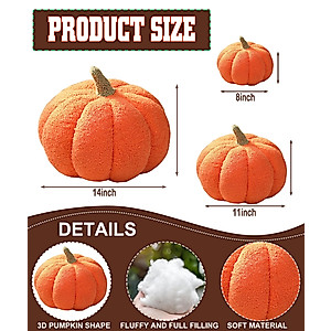 Halloween Pumpkin Pillows Decorative Pumpkin Throw Pillows with 2 Glow-in-The-Dark Stickers,Cute 3D Fluffy Pumpkin Plush Pillow,Pumpkin Decor Stuffed Throw for Bed Sofa Couch Home Decor(Orange,8inch)