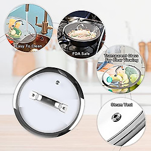 Duxtop Cookware Glass Replacement Lid (Interior Diameter: 7inch, Exterior Diameter: 7-5/8inch)