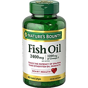 Nature’s Bounty Fish Oil, Supports Heart Health, 2400mg, Coated Softgels, 90 Ct.