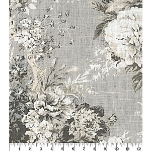 Waverly - Premium Printed Linen Fabric by The Yard, Floral Inspired, DIY, Craft, Project, Sewing, Designer Upholstery and Home Decor, 54" Wide (Ballad Bouquet Collection, Platinum)
