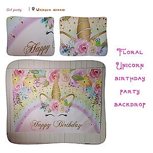 Photography Backdrop Girl Unicorn Birthday Party Banner Princess Sweet Pony Decoration Floral Rainbow Studio photobooth Background Baby Shower Posters photocall Dessert Table Mural Decorations