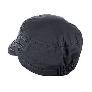 D&Y Unisex Cotton Distressed Layered Frayed Cadet Military Cap, Dark Gray