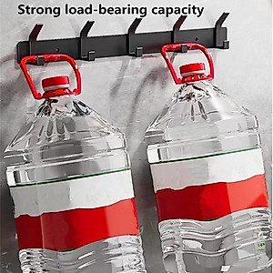 Jiafengyuan Coat Hook Towel Hooks Hat Rack Wall Hook Clothes Hooks Hanger Wall Mounted Heavy Duty Hook Rack Aluminum Alloy for Towel Bathroom Entrance Behind The Door Bedroom (5 Hook Black, 2-Pack)