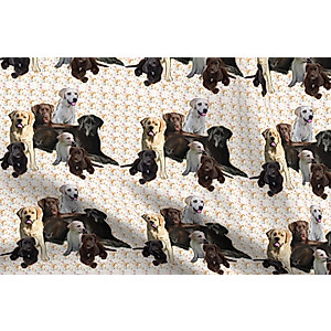 Spoonflower Fabric - Labrador Retriever Retrievers Lab Dogs Animals Paisley Pastel Printed on Petal Signature Cotton Fabric Fat Quarter - Sewing Quilting Apparel Crafts Decor