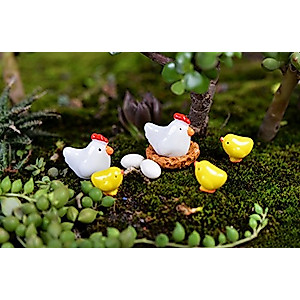 BoomTeck Miniature Garden Ornaments, 16 Pcs Mini Animal Chicken Ornament DIY Kits for Fairy Garden Bonsai Dollhouse Succulent Decor Home Decoration