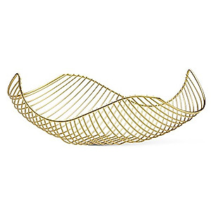 Vistella Fruit Bowl Basket in Shiny Gold - 6 Colors Available - Stainless Steel Wire Design with Modern Styling - Decorative Countertop Centerpiece