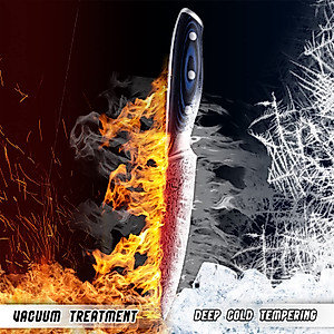 FANTECK 5 Inch Utility Knife, Japanese Damascus VG10 67 Layer Kitchen Fruit Paring Chef Utility Knives -Blue G10 Handle,-Razor Sharp, Stain & Corrosion Resistant, & Awesome Edge Retention