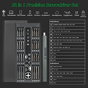 82 in 1 Hancaner Mini Electric Screwdriver, Electronics Precision Screwdriver Set with 64 Magnetic Bits, Small Precision Screwdriver Rechargeable With 3 LED Delivers 200RPM for Phone/Laptop/Watch