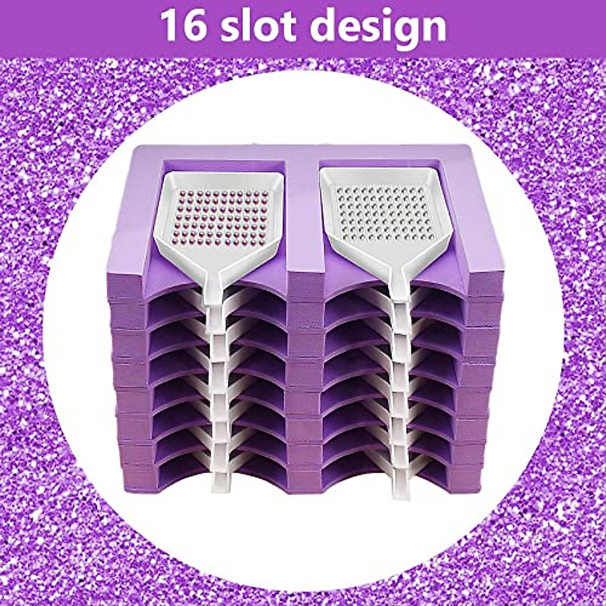 Mabstr Hopbucan 16 Slots Diamond Painting Tray Organizer Diamond Painting Accessories Tray Diamond Painting Tools Kits Organizer Purple