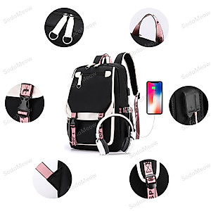 SodaMeow Anime Demon Backpack Nezuko Slayer Bag Kimetsu no Yaiba Backpack Casual with USB Charging Port, Free Keychain (Yellow-Zenitsu-D)