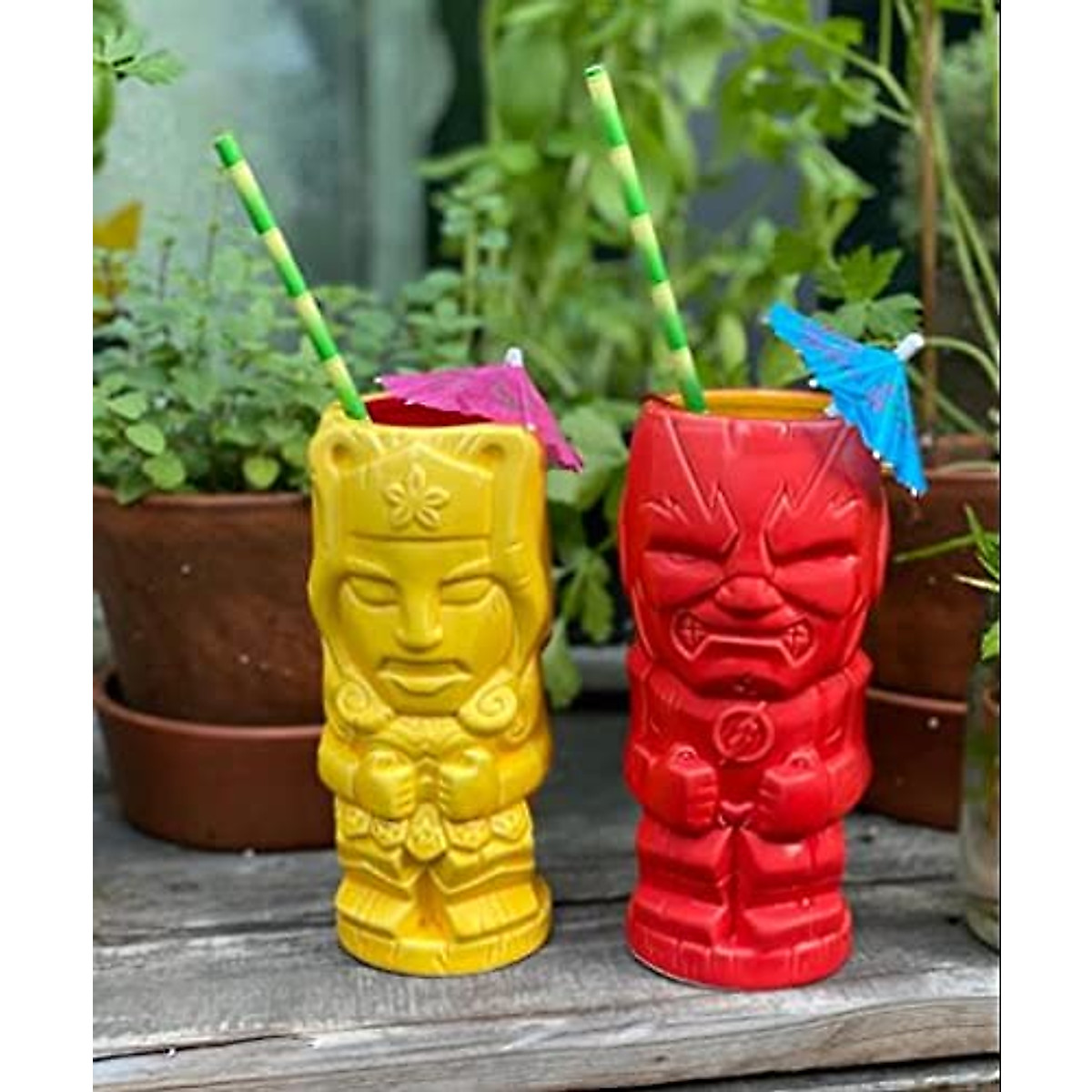 ALINK Bamboo Print Paper Straws, Biodegradable Disposable Party Drinking Straws for Juices, Shakes and Smoothies, Pack of 100