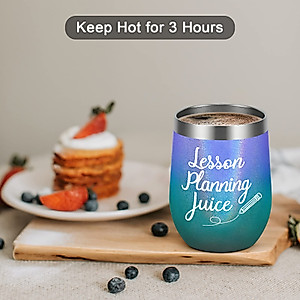 Cpskup Teacher Appreciation Gifts for Women, Lesson Planning Juice Stainless Steel Wine Tumbler, Teacher Gifts Teacher Christmas Gifts for Women, Retirement Birthday Gifts for Teacher 12oz Gradient