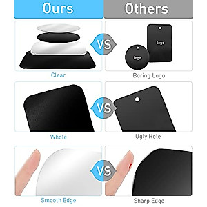 Metal Plate for Magnetic Car Mount - Tryone 4 Pack Disc with 3M Adhesive Compatible with Phone Magnets/ Cell Phone Automobile Magnet Cradles , No Logo or Hole, 2 Rectangle 2 Round, Black&Silver