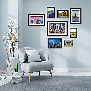 POUYCIW 12x16 inch Wood Picture Frame for Wall Hanging Square Photo Frames with Mats 10x14 inch Pictures for Baby Scan,Poster,Decoration,Anniversary,Wedding,Christmas,Diamond Painting(Black)