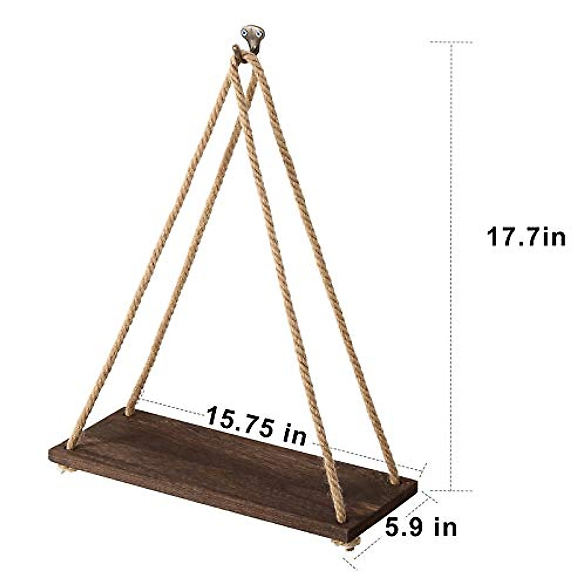 NANARDOSO Hanging Shelves for Wall, Rustic Hanging Plant Shelf Swing Rope Window Wood Floating Shelf for Bedroom Living Room Bathroom Kitchen, Set of 4
