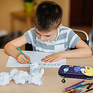 Pencil Case for Kids Boys, 3D Space Dinosaur Large Capacity Pencil Box with Compartments, Multifunction Zipper Storage Pencil Bag for Girls Students Teen School Supply