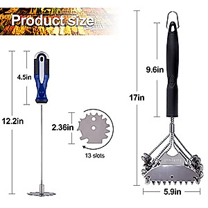 Luckywall Stainless BBQ Grill Brush Set with Scraper and Cleaning Accessories for Outdoor Barbecue -Bristle Free and Safe for Grill Grates， Perfect Grilling Gifts for Men