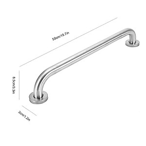 20inch Stainless Steel Shower Grab Bar, Anti Slip Shower Grab Bar Handle Knurled Balance Bar Safety Hand Rail Support Wall Stainless Steel Bath Wall Shower Handle Bath Handle for Bathroom