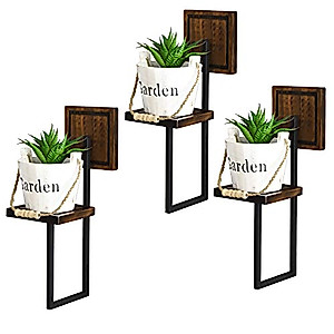 WELLAND Floating Shelf for Wall Rustic Wood Wall Shelves Hanging Planter Flower Pot Holder Sconce/Candle Holder Set of 3