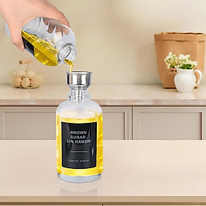 MSTCMZP Coffee Bar Accessories 4 Pack Coffee Syrup Dispenser for Coffee Bar,500ML Glass Coffee Syrup Pump Dispenser,Coffee Syrup Bottles with Labels (4pc black)