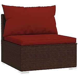 WHOPBXGAD 7 Piece Patio Lounge Set Deck Furniture,Gardens Patio Furniture,Designed for use on lawns, terraces, poolsides, patios and Gardens,with s Poly Rattan Brown